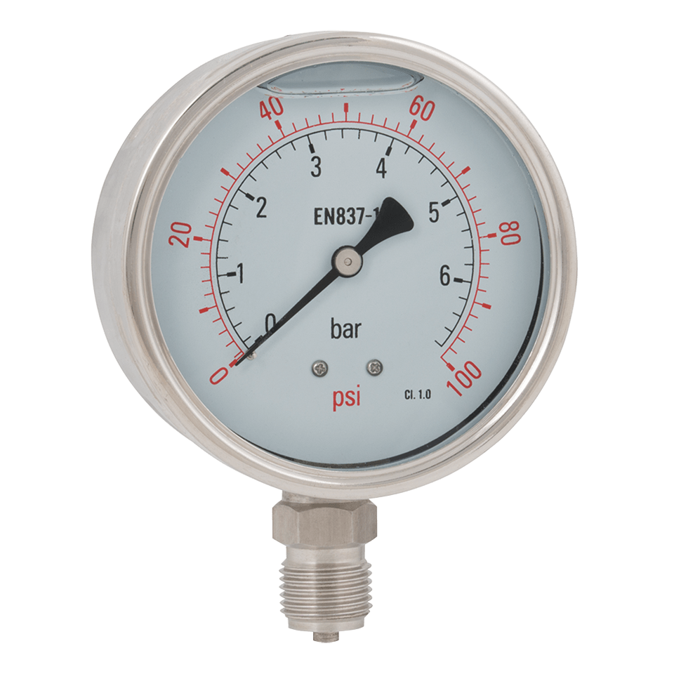All Stainless Steel Gauges, 1/2" Bottom Connection - Pirtek